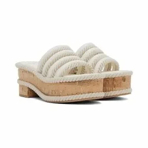 Valentino | Shoes | New Valentino Cork Block Heel Mules With Ivory Rope ...